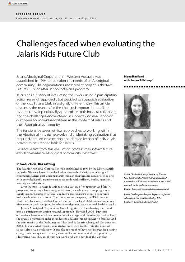 (PDF) Challenges Faced when Evaluating the Jalaris Kids Future Club