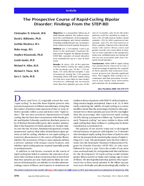 (PDF) The Prospective Course of Rapid-Cycling Bipolar Disorder ...