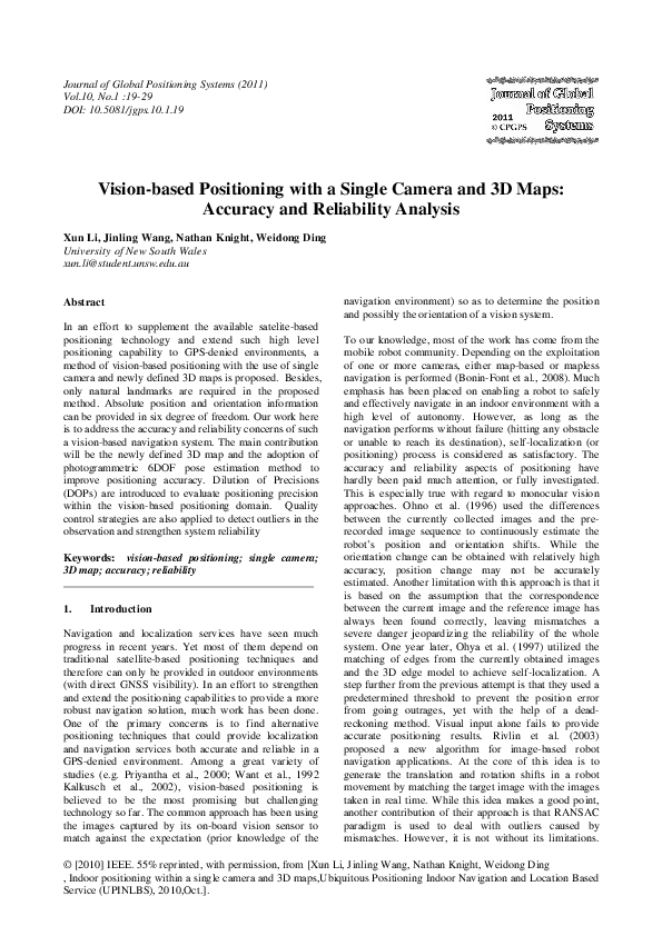 (PDF) Vision-based Positioning with a Single Camera and 3D Maps ...