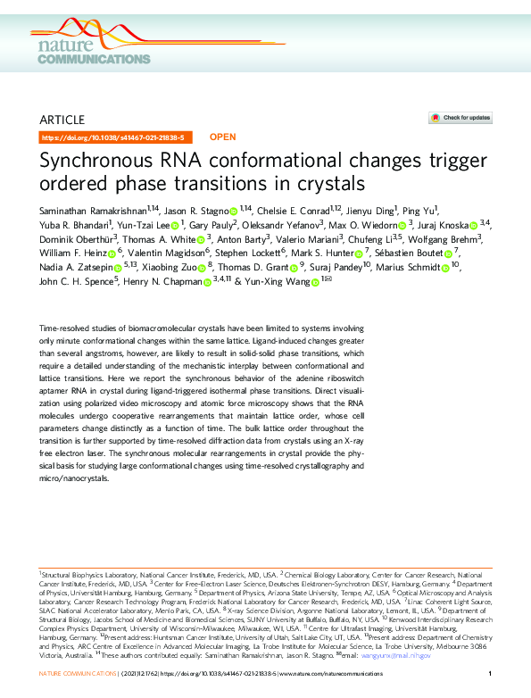 (PDF) Synchronous RNA conformational changes trigger ordered phase ...