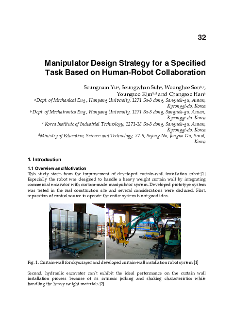(PDF) Manipulator Design Strategy for a Specified Task Based on Human ...
