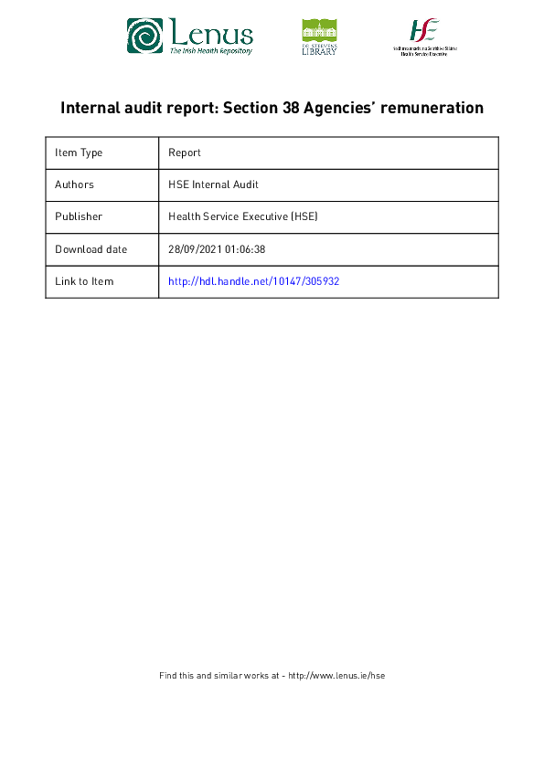 (PDF) Internal audit report: Section 38 agencies’ remuneration