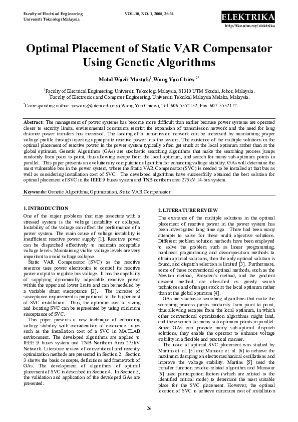 Pdf Svc Placement Optimization Via Genetic Algorithms