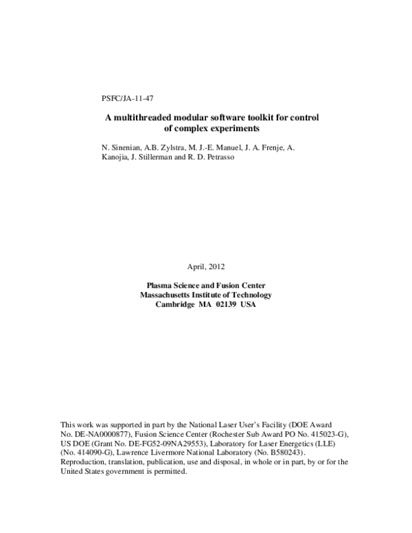 (PDF) A Multithreaded Modular Software Toolkit for Control of Complex Experiments