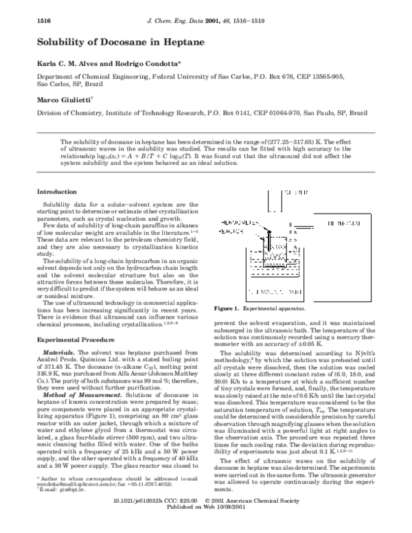 (PDF) Solubility of Docosane in Heptane