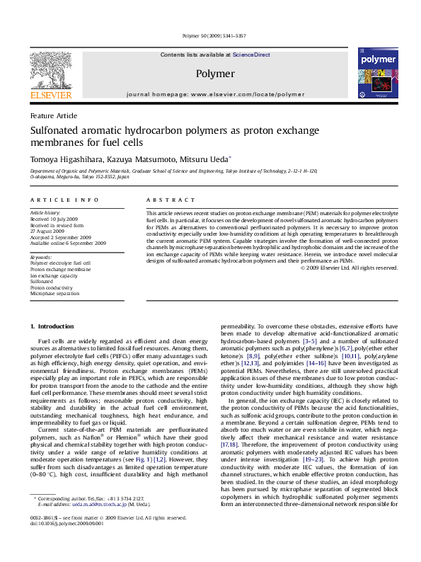 (PDF) Sulfonated aromatic hydrocarbon polymers as proton exchange ...