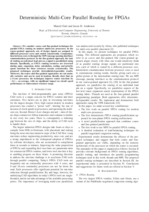 Pdf Deterministic Multi Core Parallel Routing For Fpgas