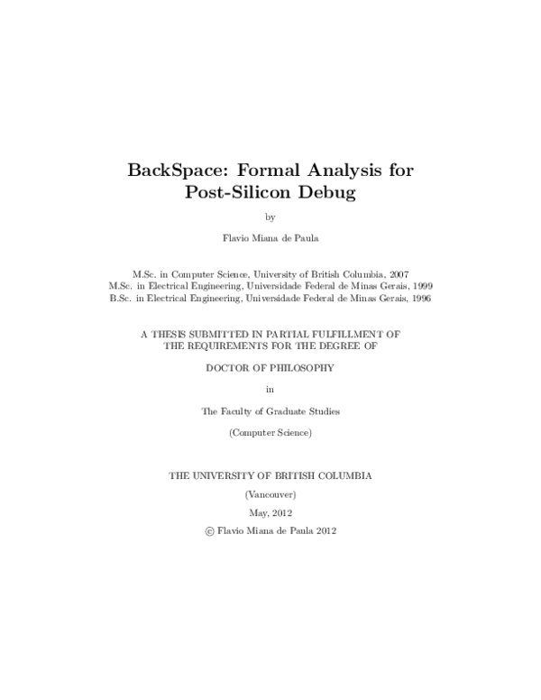 (PDF) BackSpace: Formal Analysis for Post-Silicon Debug