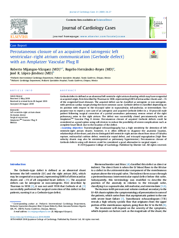 (PDF) Percutaneous closure of an acquired and iatrogenic left ...