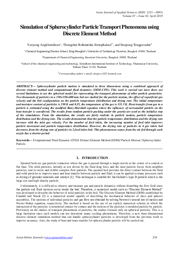 (PDF) DEM-CFD Simulation of Spherocylinder Particle Transport