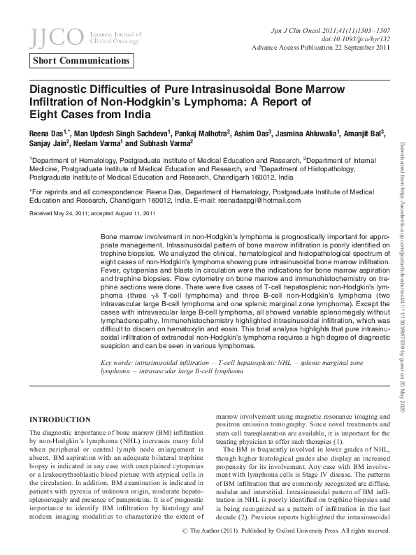 (PDF) Diagnostic Difficulties of Pure Intrasinusoidal Bone Marrow ...