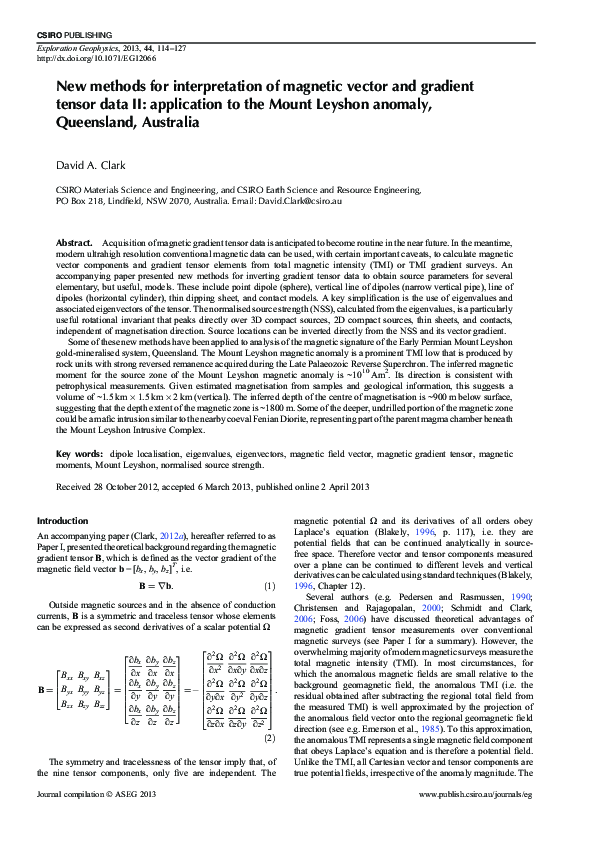 Pdf New Methods For Interpretation Of Magnetic Vector And Gradient