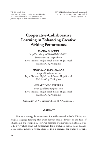 (PDF) Cooperative-Collaborative Learning in Enhancing Creative Writing ...