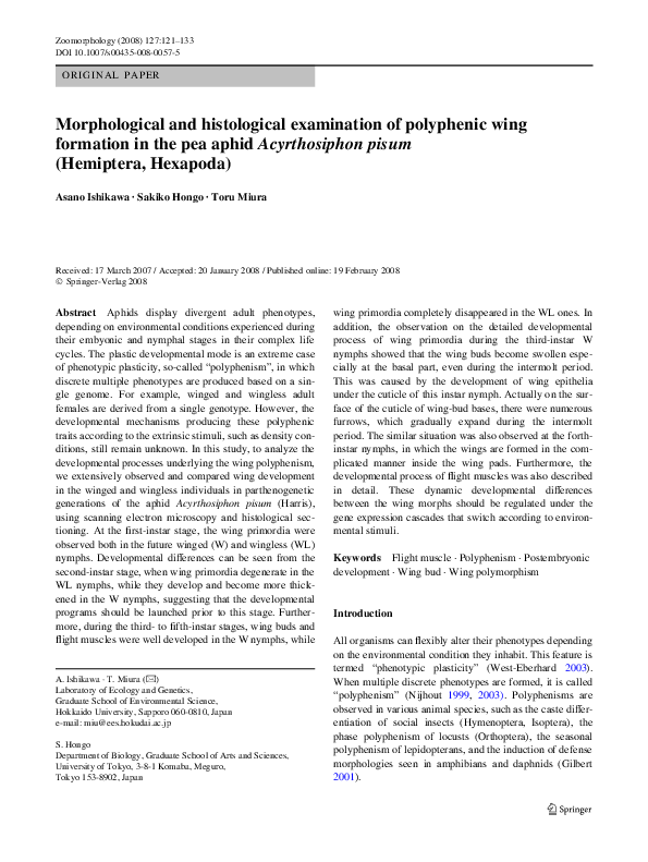 (PDF) Morphological and histological examination of polyphenic wing ...