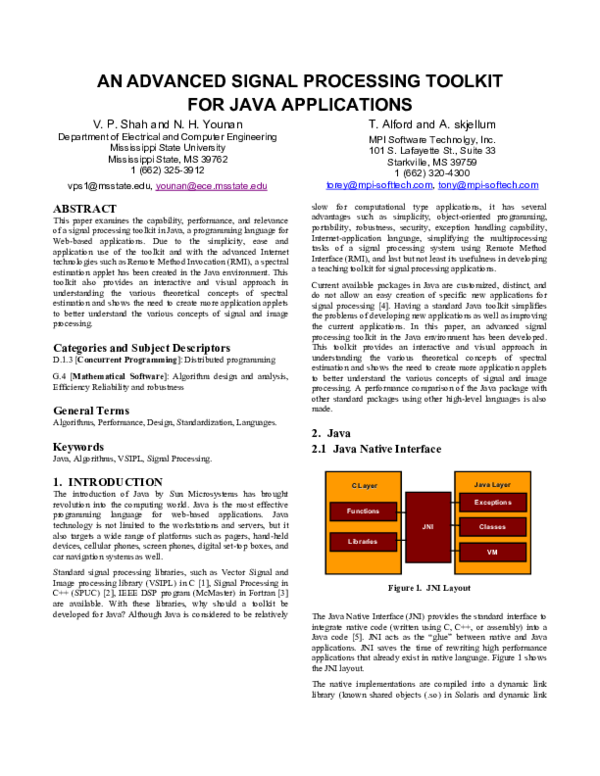 Pdf An Advanced Signal Processing Toolkit For Java Applications
