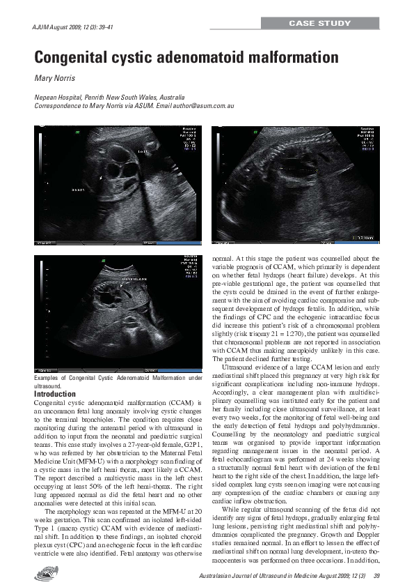 (PDF) Management of Congenital CCAM Case Study
