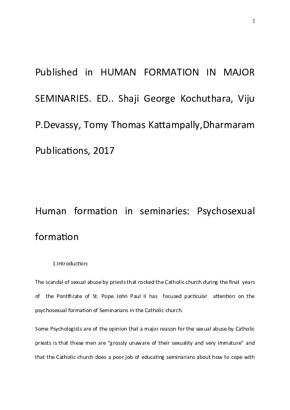 (DOC) Published in HUMAN FORMATION IN MAJOR SEMINARIES: Psychosexual ...