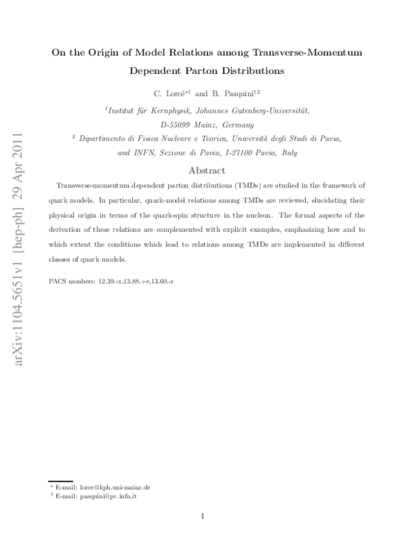 (PDF) Origin of model relations among transverse-momentum dependent parton distributions