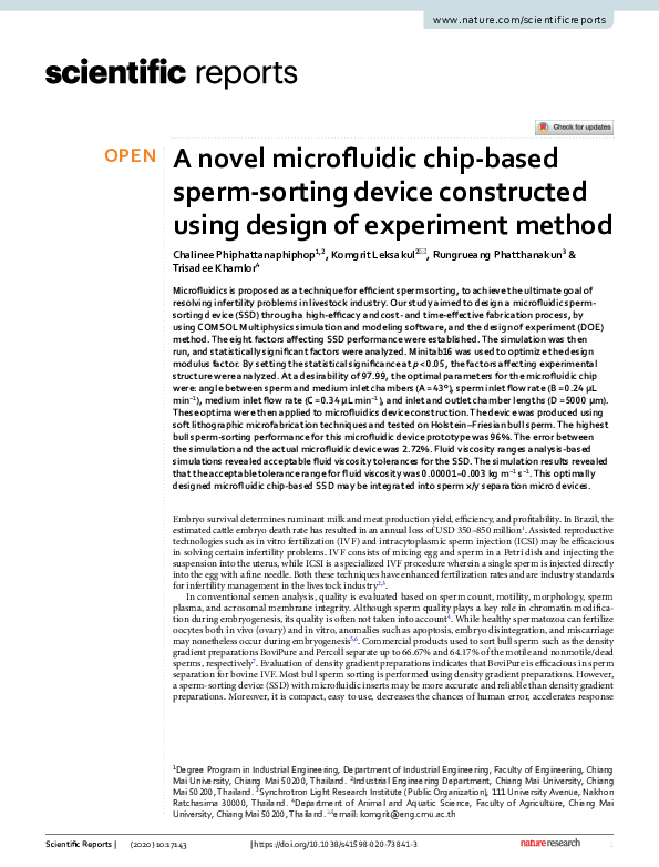 Pdf A Novel Microfluidic Chip Based Sperm Sorting Device Constructed