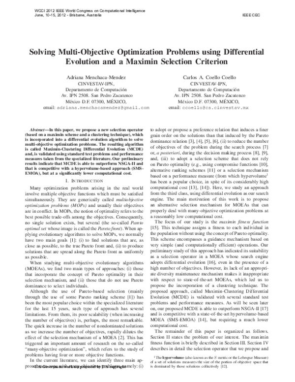 (PDF) Solving Multi-Objective Optimization Problems with Fuzzy Max-Arithmetic Mean Relational ...
