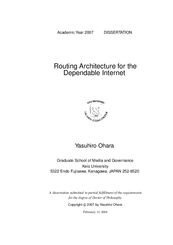 (PDF) Routing Architecture for the Dependable Internet