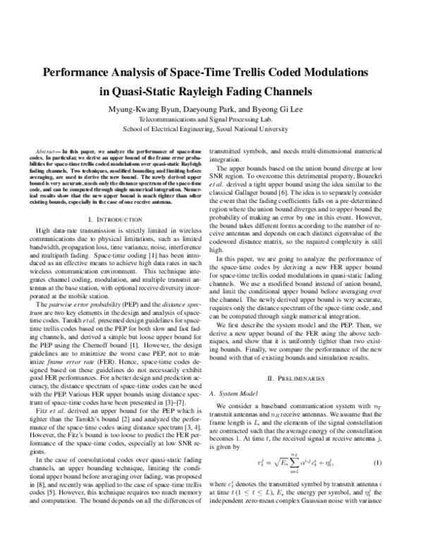 Pdf Performance Analysis Of Space Time Trellis Codes With Receive Antenna Selection
