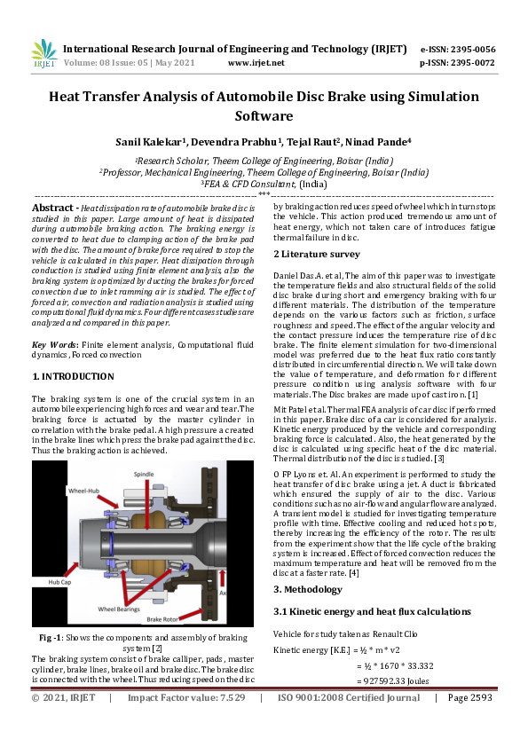 (PDF) Heat Transfer Analysis of Automobile Disc Brake using Simulation ...
