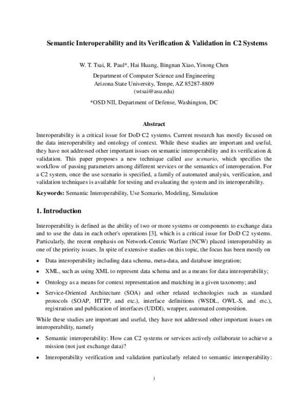 (PDF) Semantic Interoperability and its Verification & Validation in C2 ...
