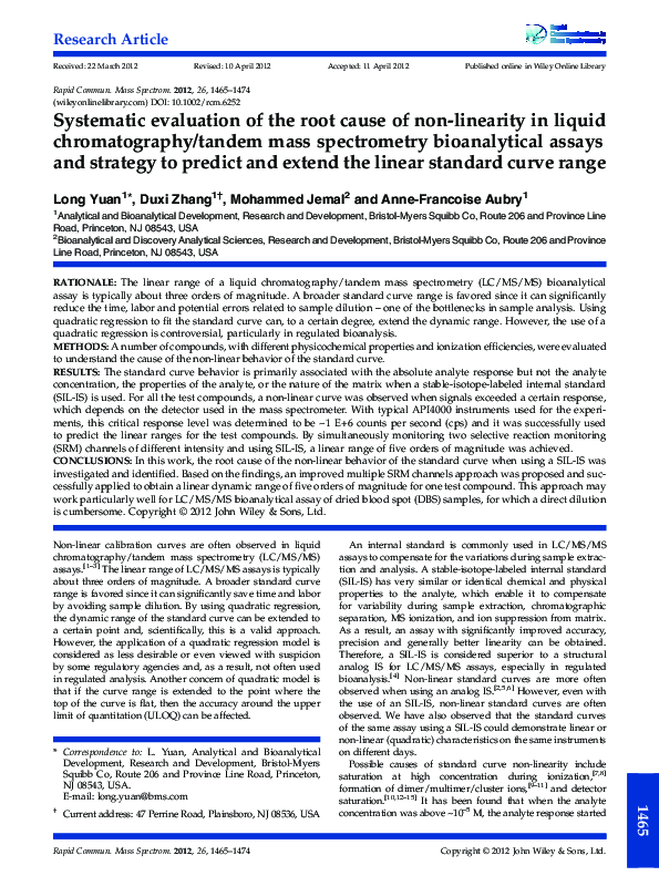 (PDF) Systematic evaluation of the root cause of non-linearity in ...
