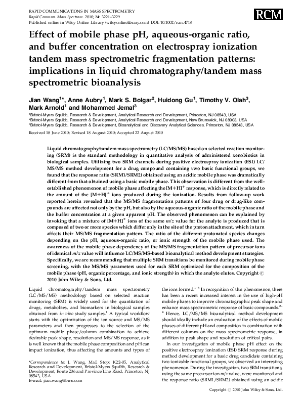 (PDF) Effect of mobile phase pH, aqueous-organic ratio, and buffer ...