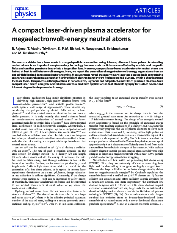 (PDF) A compact laser-driven plasma accelerator for megaelectronvolt ...