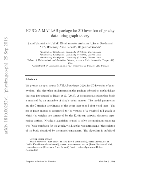 (PDF) IGUG: A MATLAB package for 3D inversion of gravity data using graph theory