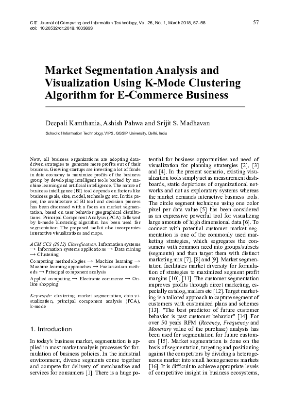 Pdf Market Segmentation Analysis And Visualization Using K Mode Clustering Algorithm For E