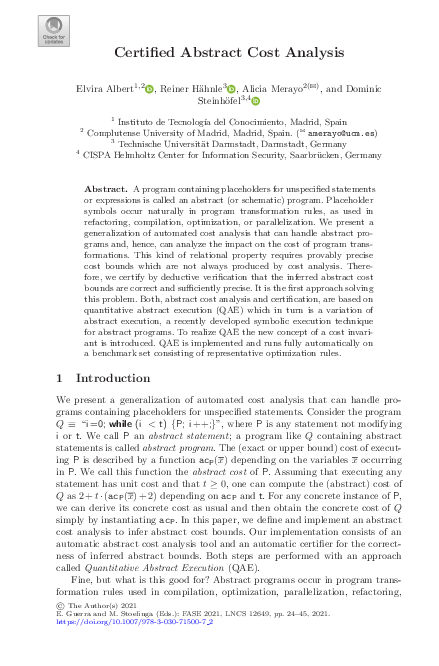 (PDF) Certified Abstract Cost Analysis
