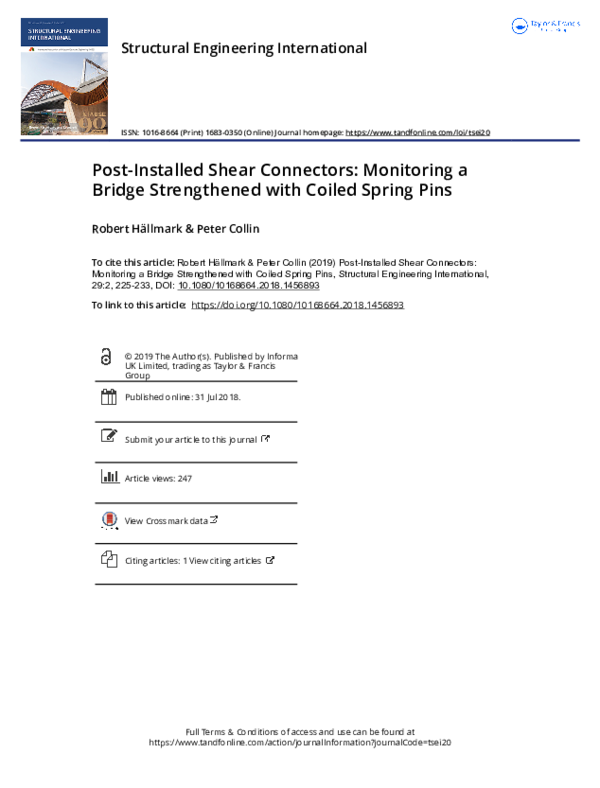 (PDF) Post-Installed Shear Connectors: Monitoring a Bridge Strengthened ...
