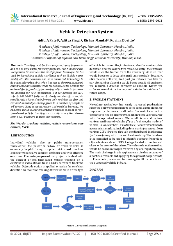 (PDF) IRJET-Vehicle Detection System