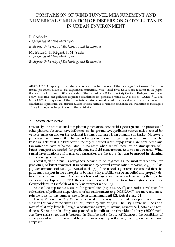 (PDF) Urban Pollutant Dispersion: Comparison Study