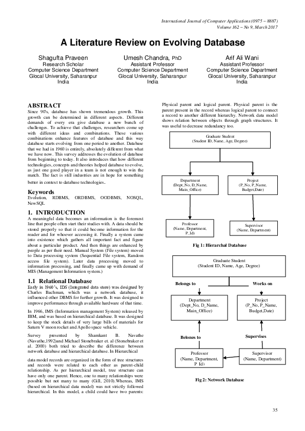 (PDF) A Literature Review on Evolving Database