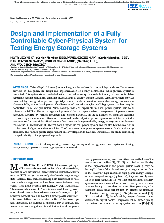 (PDF) Design and Implementation of a Fully Controllable Cyber-Physical ...