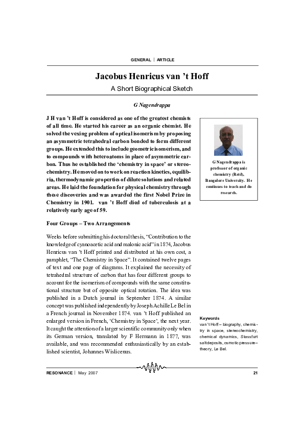 (PDF) Jacobus Henricus van’ t Hoff