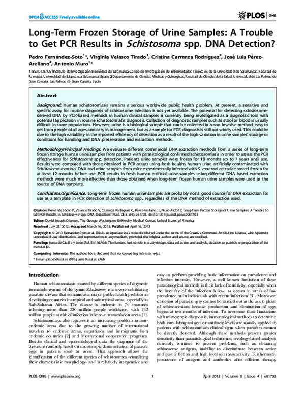 (PDF) Long-Term Frozen Storage of Urine Samples: A Trouble to Get PCR ...