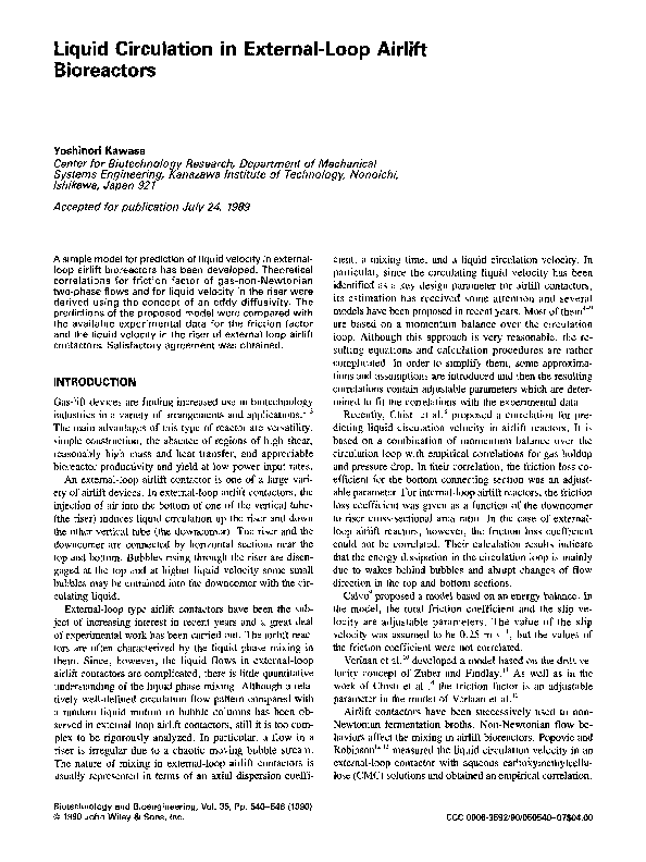 (PDF) Liquid circulation in external-loop airlift bioreactors | Yoshinori Kawase - Academia.edu