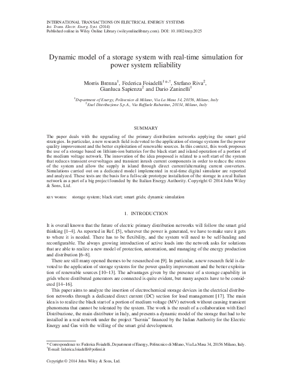 Pdf Dynamic Model Of A Storage System With Real Time Simulation For