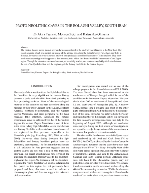(PDF) PROTO-NEOLITHIC CAVES IN THE BOLAGHI VALLEY, SOUTH IRAN= Grottes ...