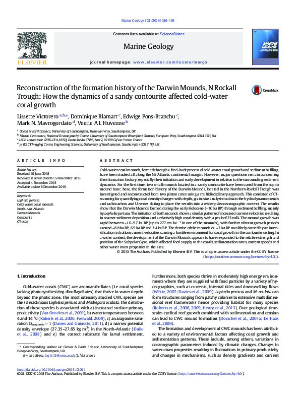 (PDF) Reconstruction of the formation history of the Darwin mounds, N ...