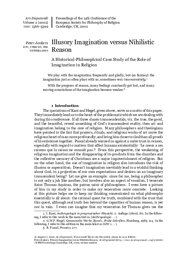 (PDF) Illusory Imagination versus Nihilistic Reason