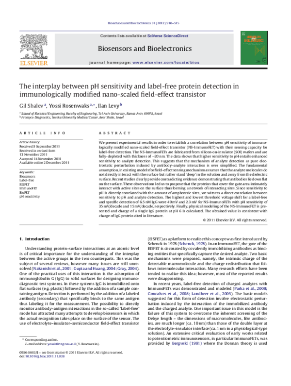 (PDF) pH Sensitivity and Protein Detection in NS-ImmunoFETs