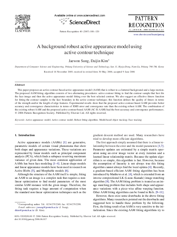 (PDF) A background robust active appearance model using active contour technique