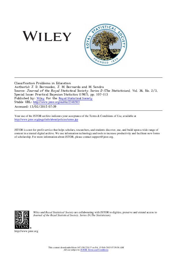 (PDF) Classification Problems in Education