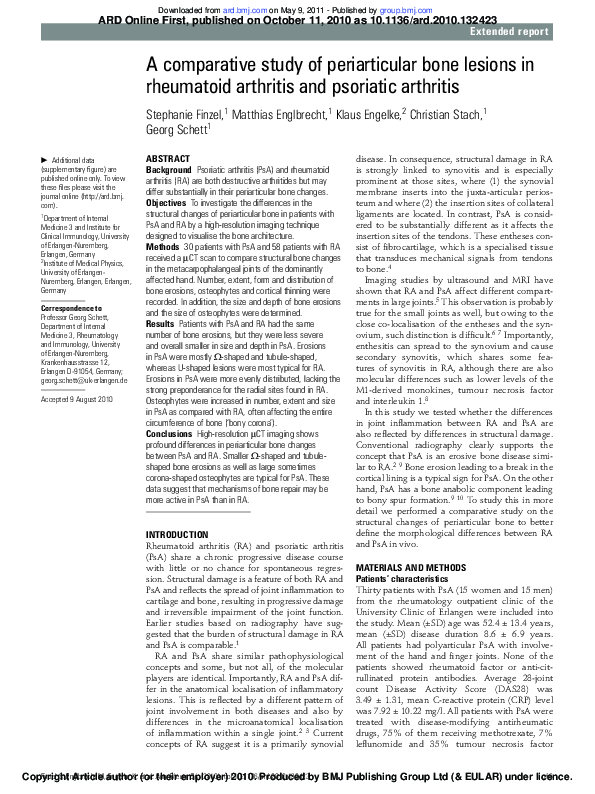 (PDF) A comparative study of periarticular bone lesions in rheumatoid ...